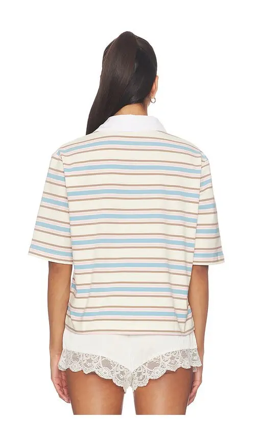 MAUDE CLUB Frankie Striped Polo Top