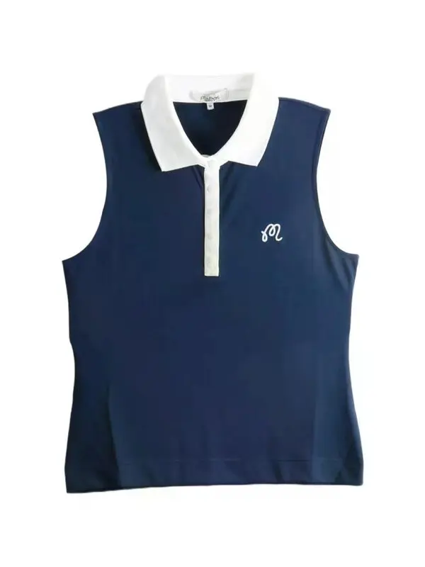 MALBON Sleeveless Logo Polo - Blue