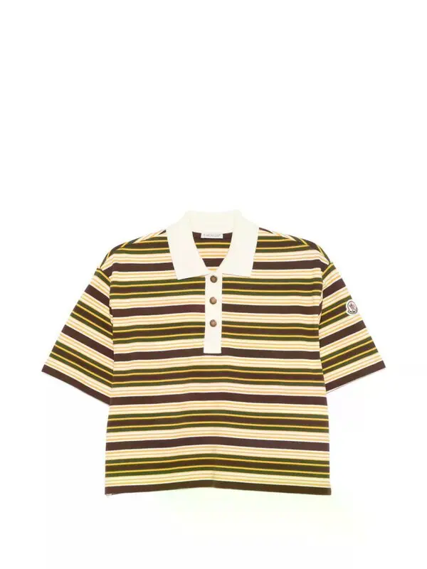 Moncler Manica Corta Striped Short-sleeve Polo Shirt - Brown