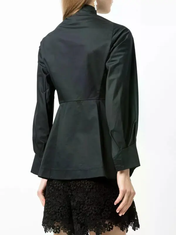 Shiatzy Chen Cotton Appliqué Mandarin Collar Top