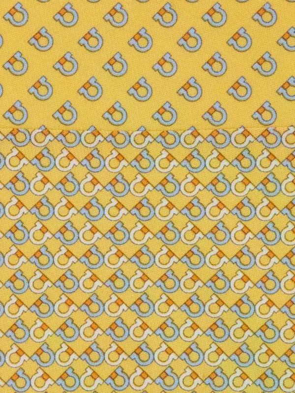 FERRAGAMO Gancini Square-print Silk Neck Tie - Yellow