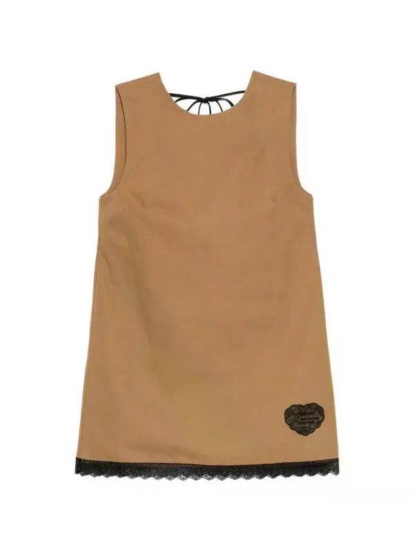 GANNI Lace-trimmed Sleeveless Dress - Brown