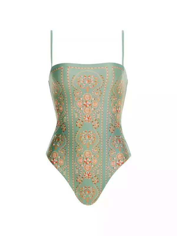 Agua Bendita Durazno Playa Shell-print Swimsuit - Green