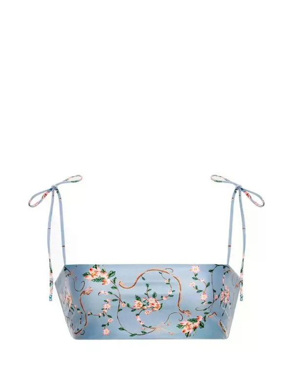 Agua Bendita Primavera Navegante Floral-print Bikini Top - Blue