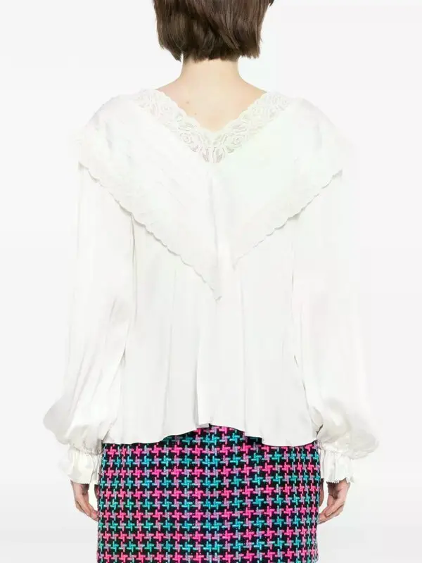 SELF-PORTRAIT Lace-trimmed Ruffled Blouse - Black