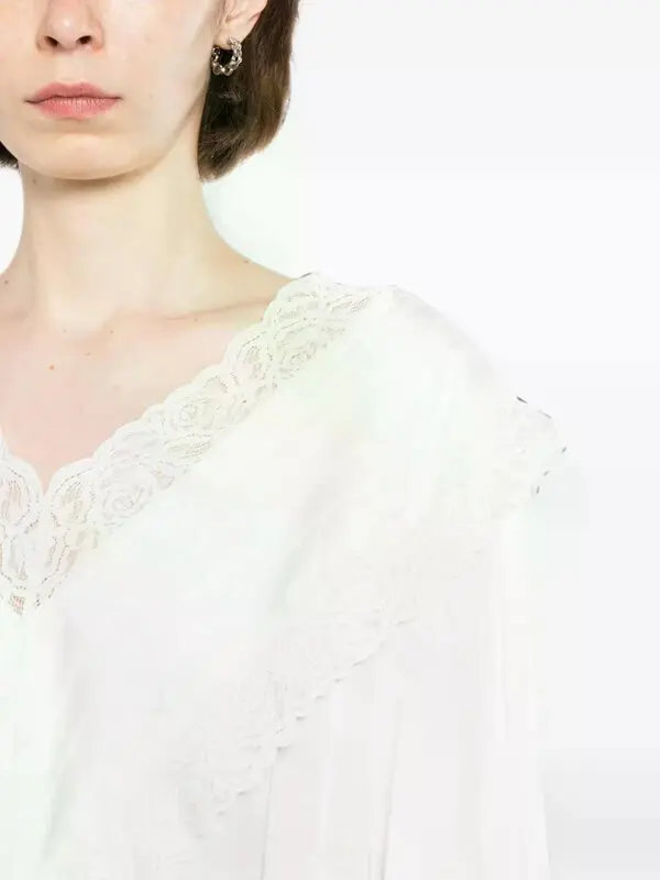 SELF-PORTRAIT Lace-trimmed Ruffled Blouse - Black