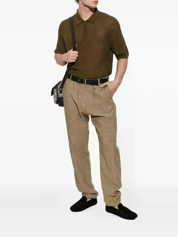 Emporio Armani Weave-knit Zip-neck Polo Shirt