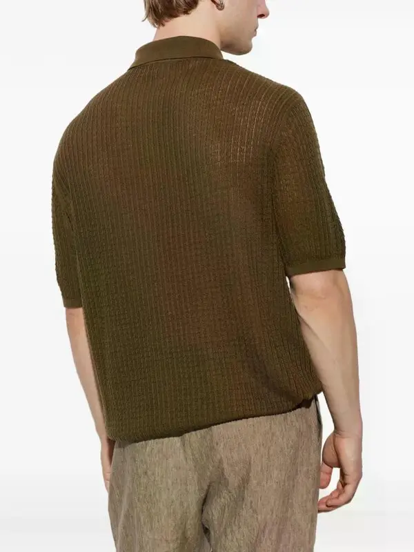 Emporio Armani Weave-knit Zip-neck Polo Shirt