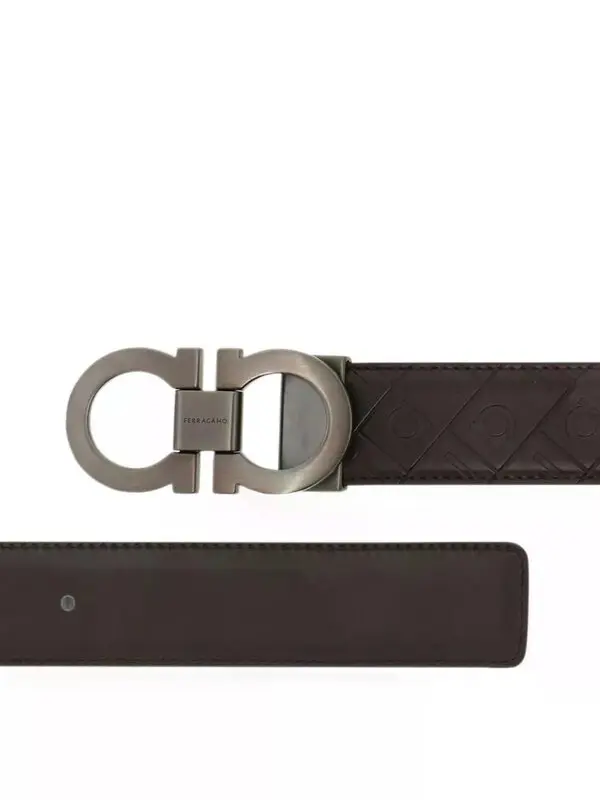 FERRAGAMO Reversible And Adjustable Gancini Belt - Brown