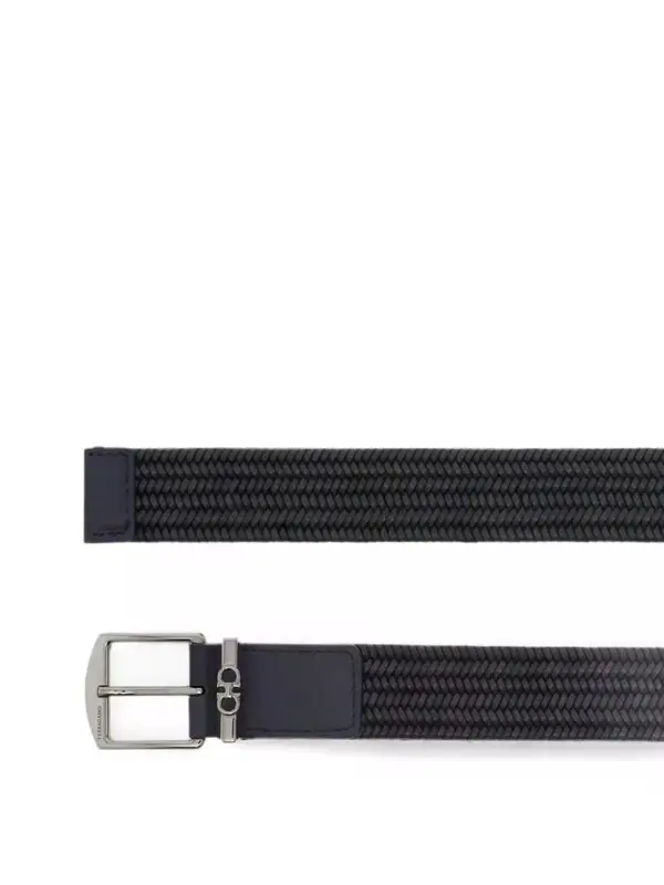 FERRAGAMO Woven Belt With Gancini Buckle