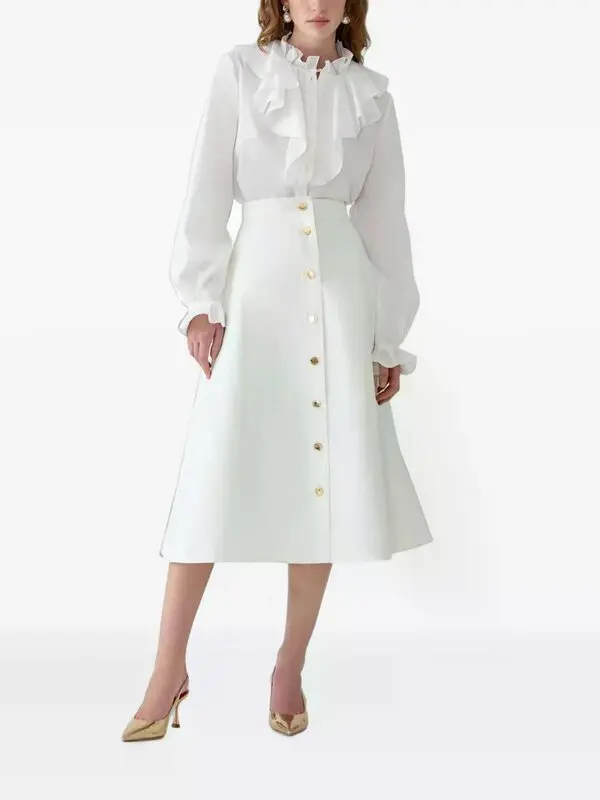 Carolina Herrera A-line Midi Skirt With Gold-tone Logo Engraved Buttons