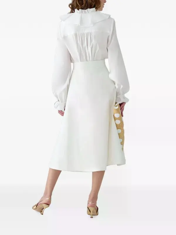 Carolina Herrera A-line Midi Skirt With Gold-tone Logo Engraved Buttons