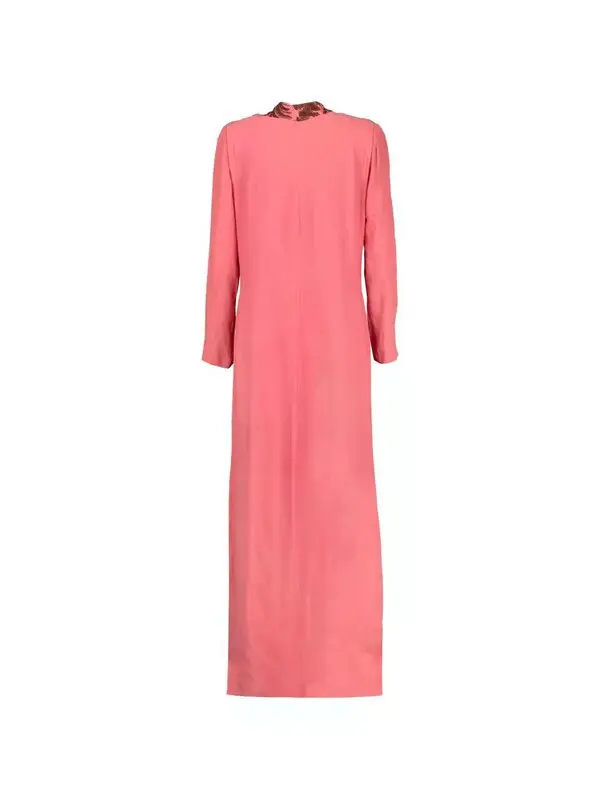 Vintage Embroidered Zip-up Maxi Dress