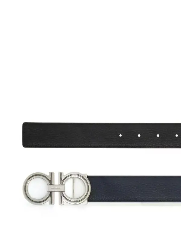 FERRAGAMO Reversible And Adjustable Gancini Belt - Blue