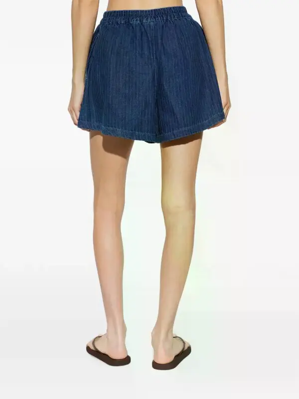 Emporio Armani Pinstriped Elasticated Denim Shorts