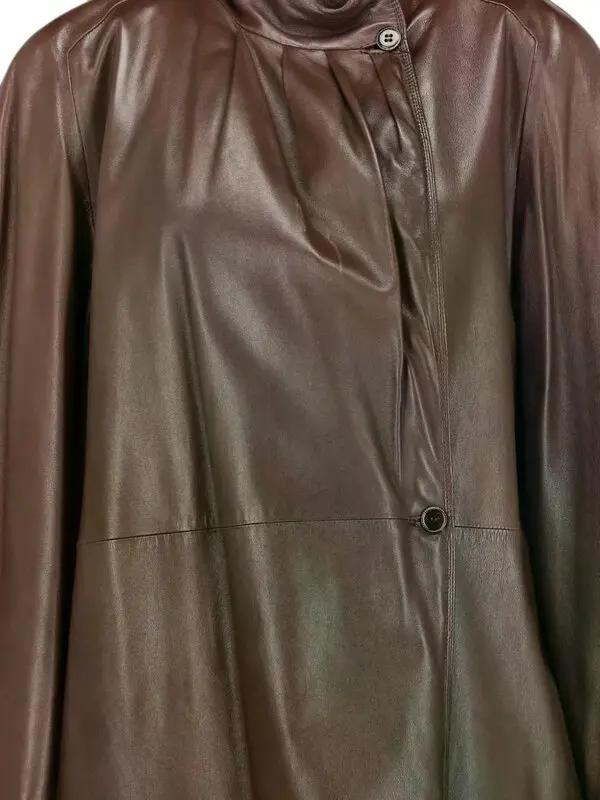Vintage High-neck Leather Coat