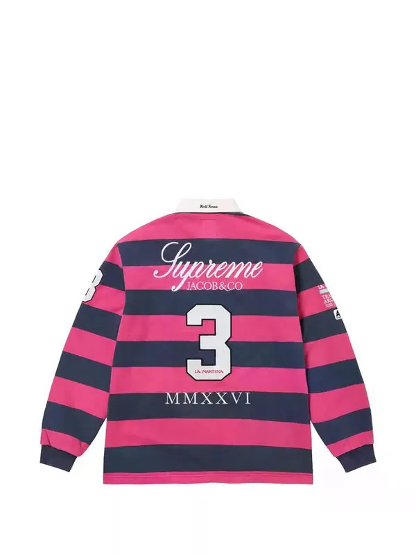 Supreme La Martina Striped Logo-embroidered Rugby Shirt - Pink