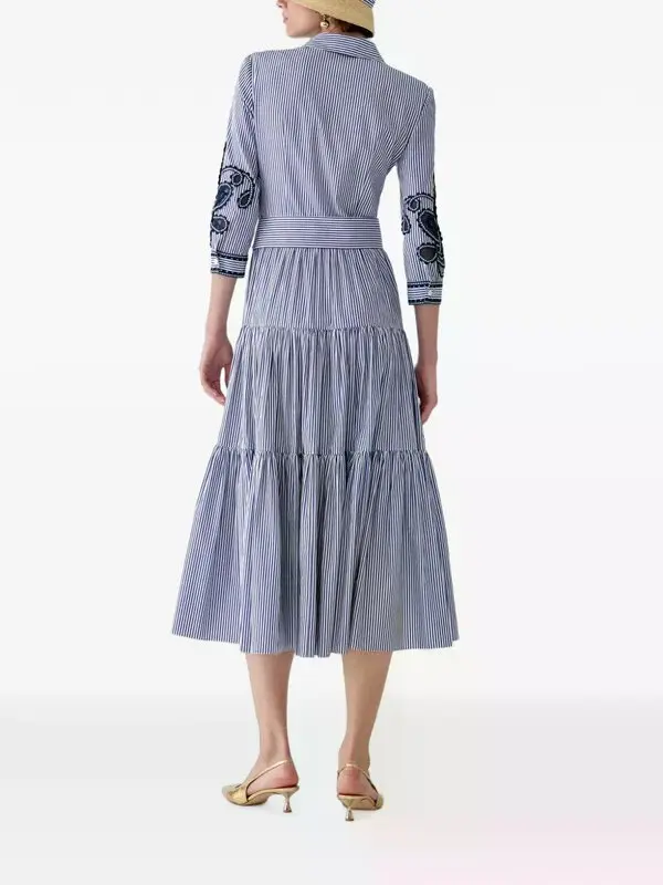 Carolina Herrera Striped Midi Dress With Embroidered Detailing