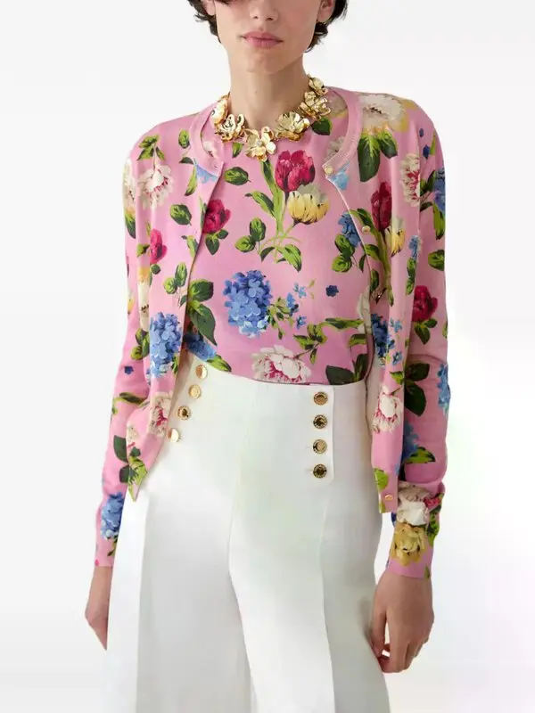 Carolina Herrera Floral Print Sleeveless Knit Top
