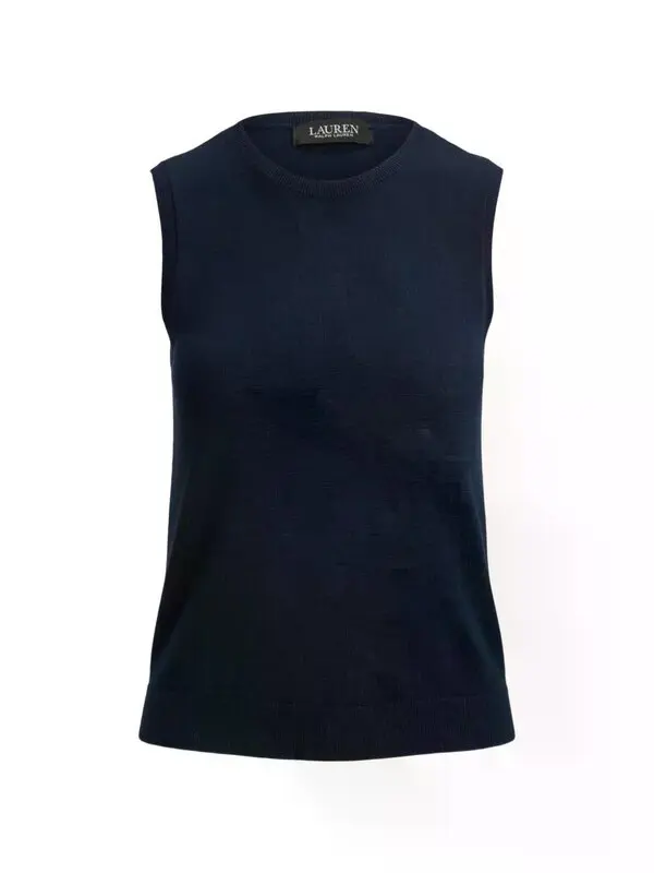Ralph Lauren Sleeveless Ribbed-trim V-neck Top - Blue