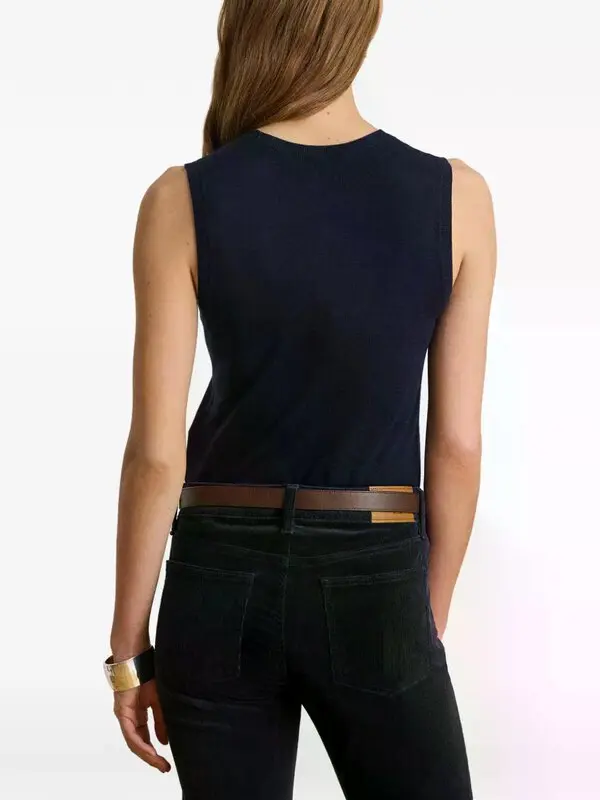 Ralph Lauren Sleeveless Ribbed-trim V-neck Top - Blue