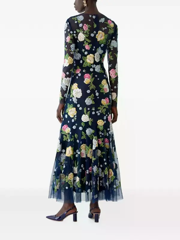 Carolina Herrera Floral Embroidered Maxi Dress