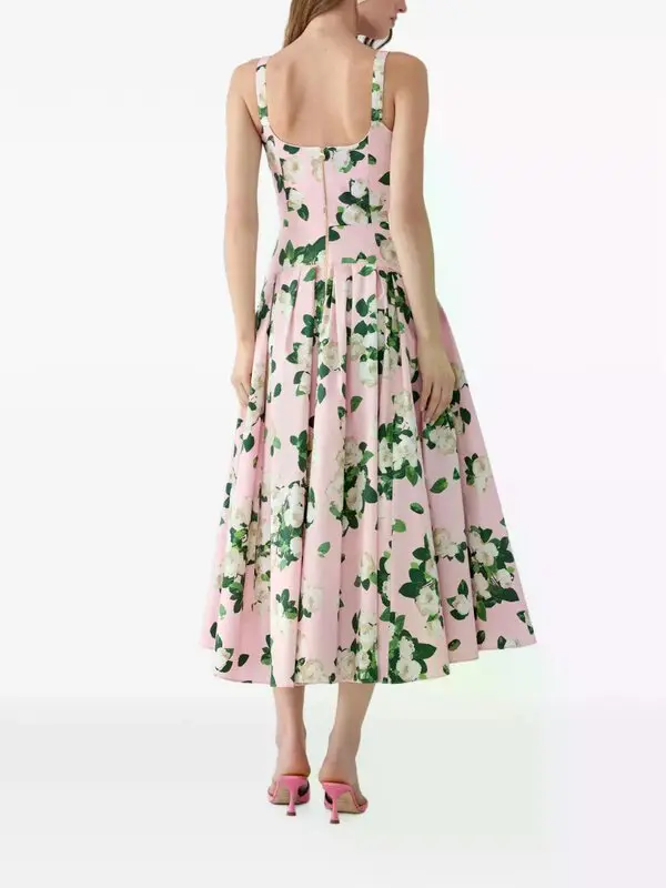 Carolina Herrera Sleeveless Floral Print Midi Dress