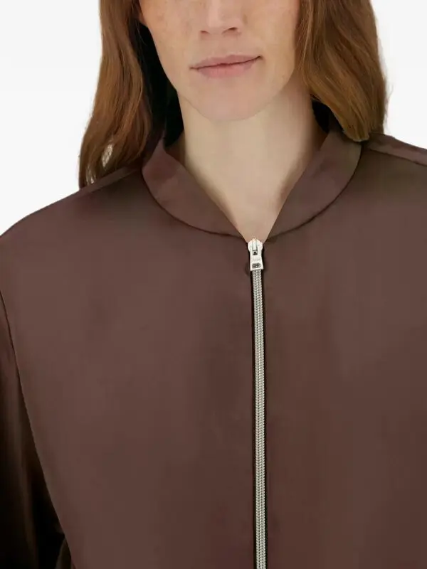 Herno Zip-up Satin Bomber Jacket - Brown