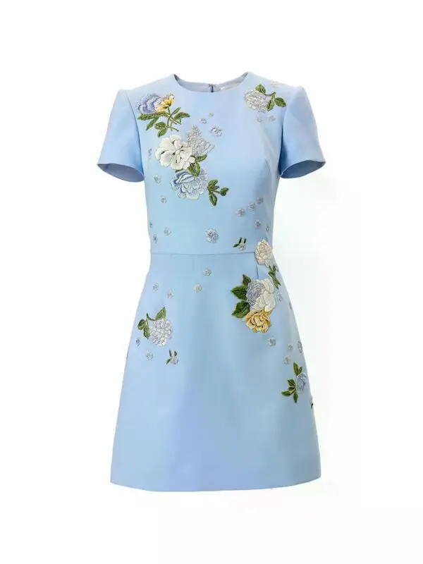 Carolina Herrera Embroidered Mini Dress - Blue