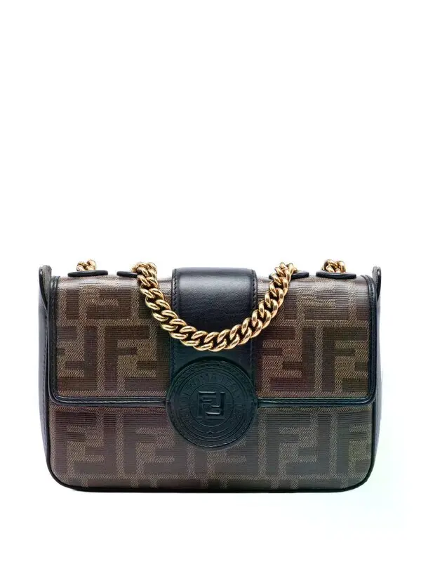 Fendi Mini Ff 1974 Glazed Fabric Crossbody Bag - Brown