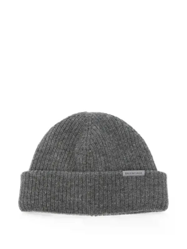 Balenciaga Logo Patch Beanie - Grey