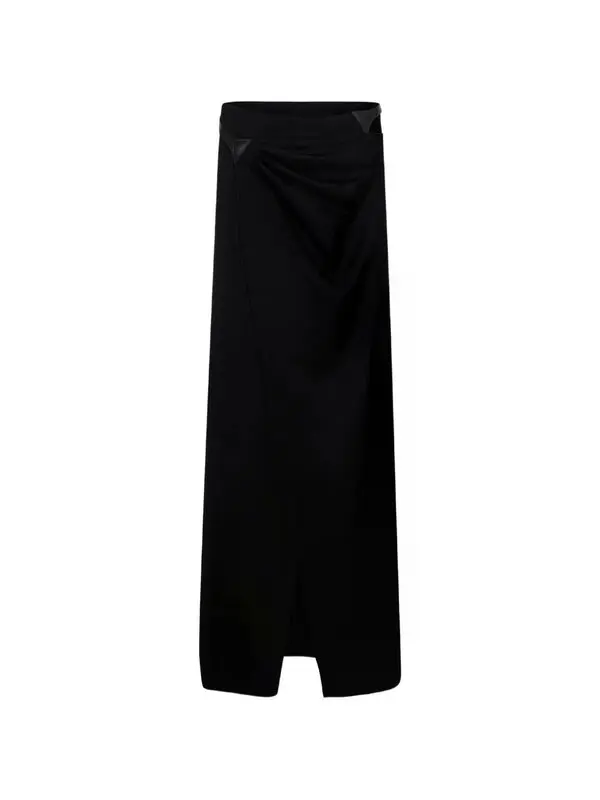Dsquared2 Long Wool Wrap Skirt With Leather Straps
