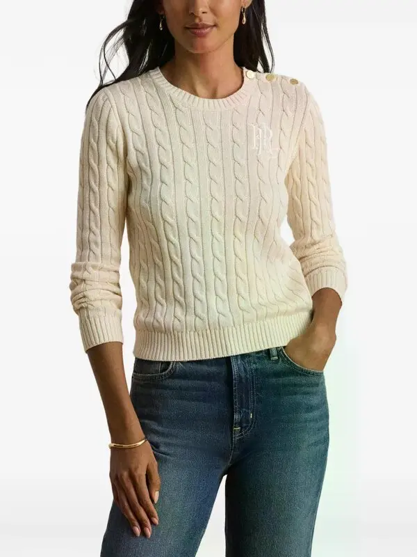 Ralph Lauren Cable-knit Sweater With Button Detail - Neutrals