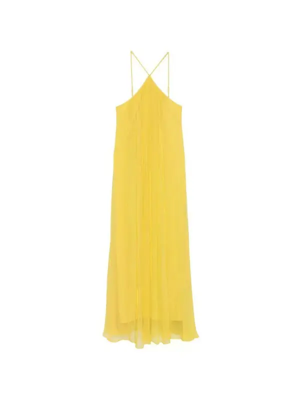 Staud Dasha Pleated Halterneck Maxi Dress