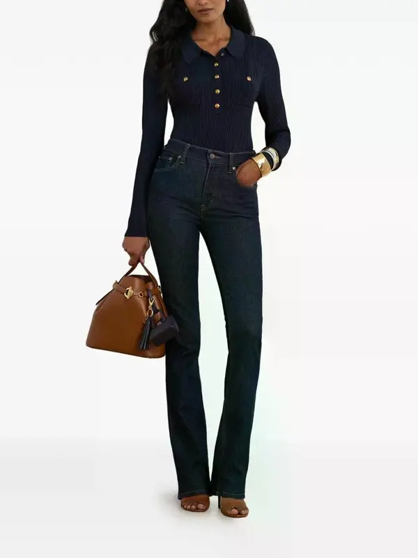 Ralph Lauren Rib-knit Long-sleeve Polo Sweater - Blue
