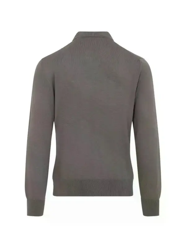 Brioni Quarter-zip Wool Polo Shirt - Grey