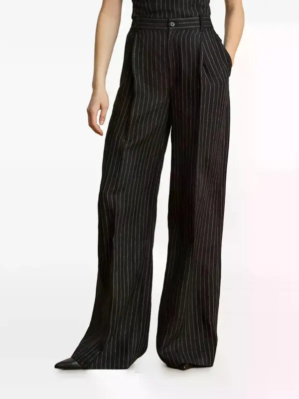 Ralph Lauren Chalk-stripe Linen Palazzo Trousers
