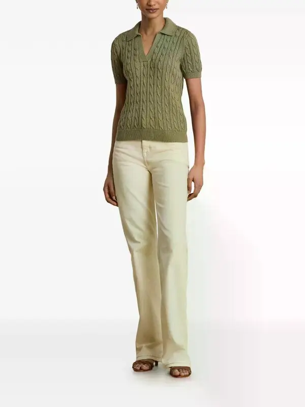 Ralph Lauren Cable-knit Short-sleeve Polo Sweater