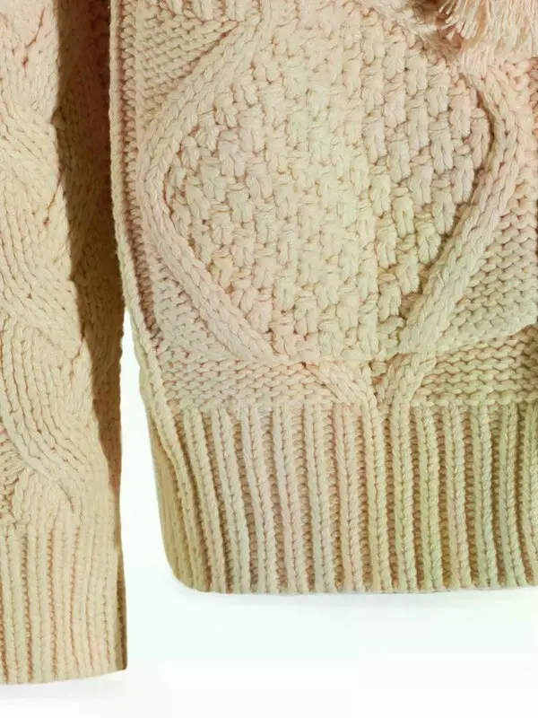 FOUND Cable Knit Zip-up Hoodie With Tassels
