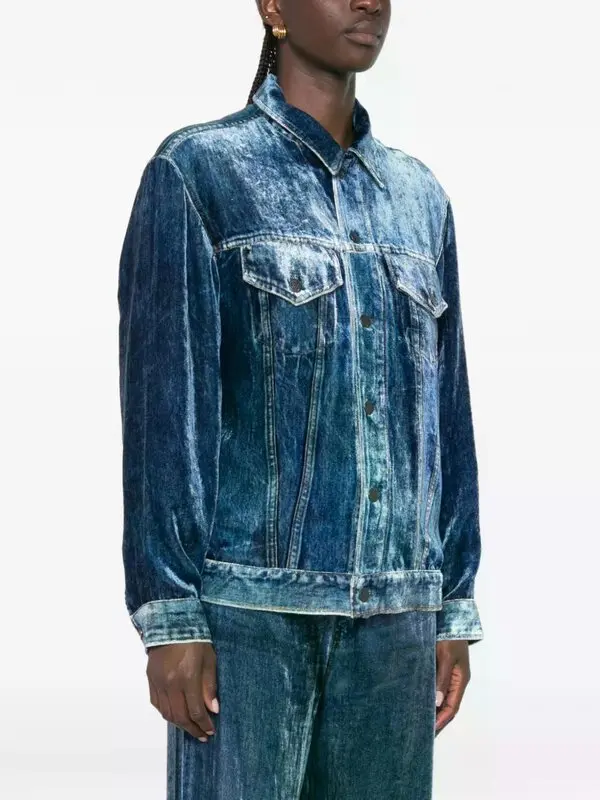 PIERRE-LOUIS MASCIA Kandox Velvet Effect Button-up Jacket - Blue
