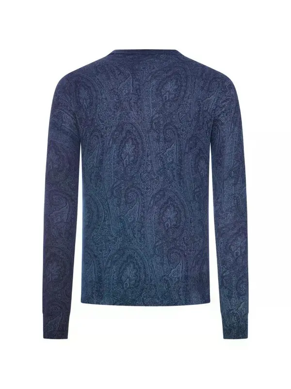 Etro Paisley Print Long Sleeve Sweater - Blue