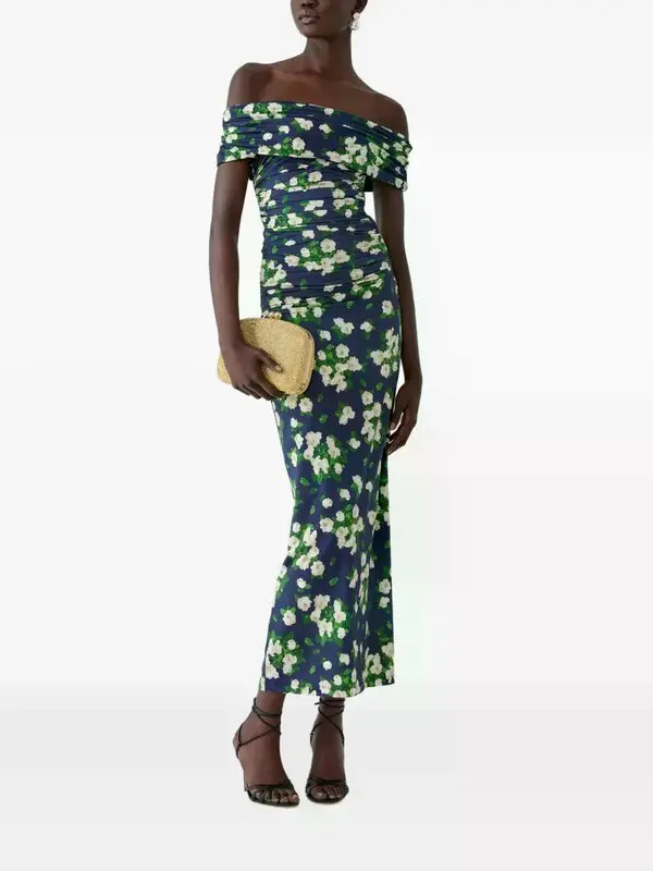 Carolina Herrera Floral Print Maxi Dress - Blue