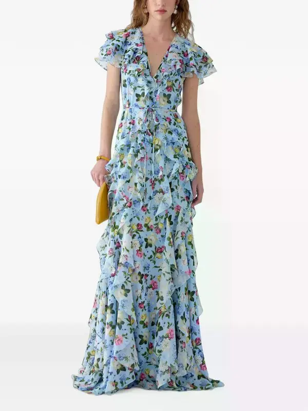 Carolina Herrera Floral Print Maxi Dress