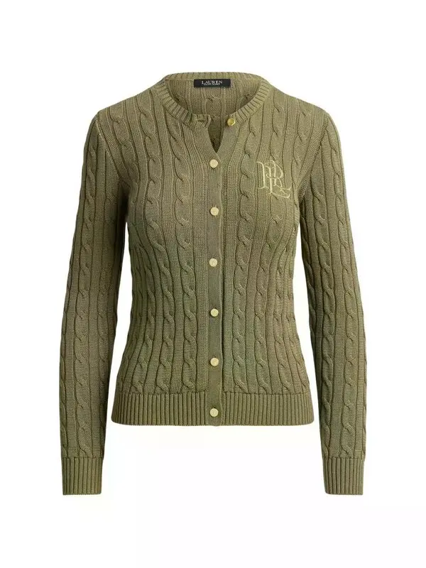 Ralph Lauren Cable-knit Logo Embroidered Cardigan - Green