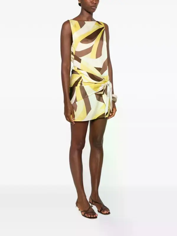 Faithfull The Brand Souline Geometric-print Mini Dress - Yellow