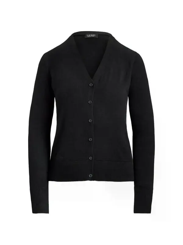 Ralph Lauren V-neck Cardigan With Embroidered Logo - Black