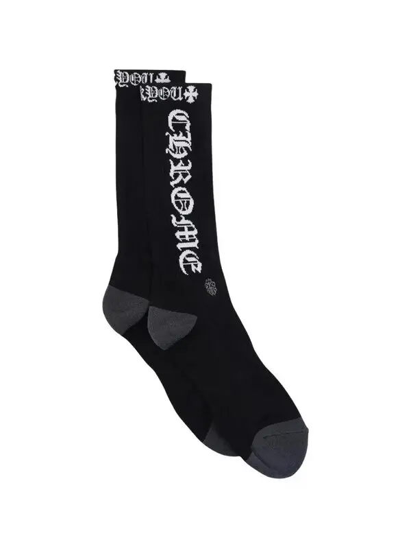 Chrome Hearts Logo-intarsia Ribbed-knit Socks - Black