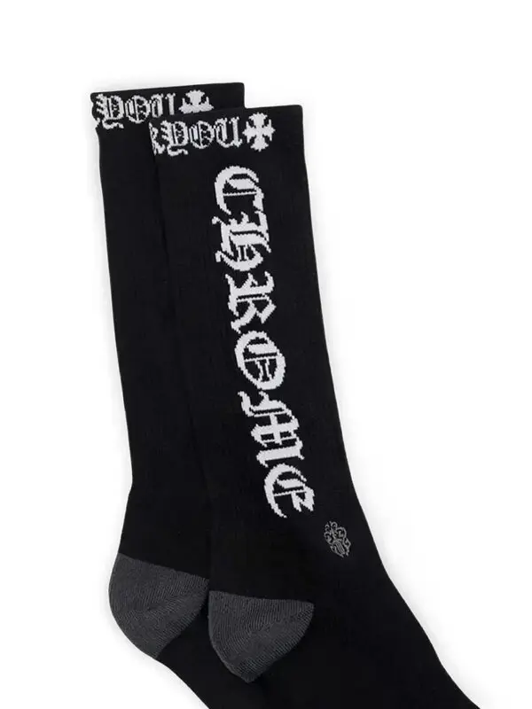 Chrome Hearts Logo-intarsia Ribbed-knit Socks