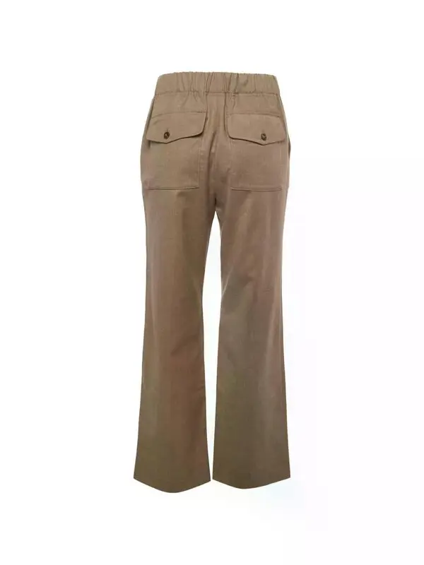 Max Mara Beige Elasticated Waistband Straight Leg Trousers