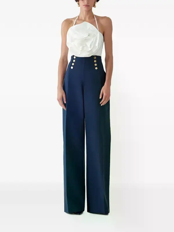 Carolina Herrera Halterneck Rosette Detail Top - Blue